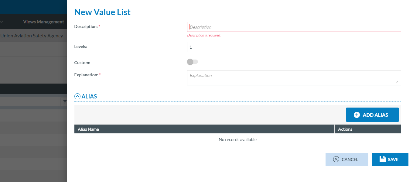 ECCAIRS 2 Central Hub Manage Value Lists