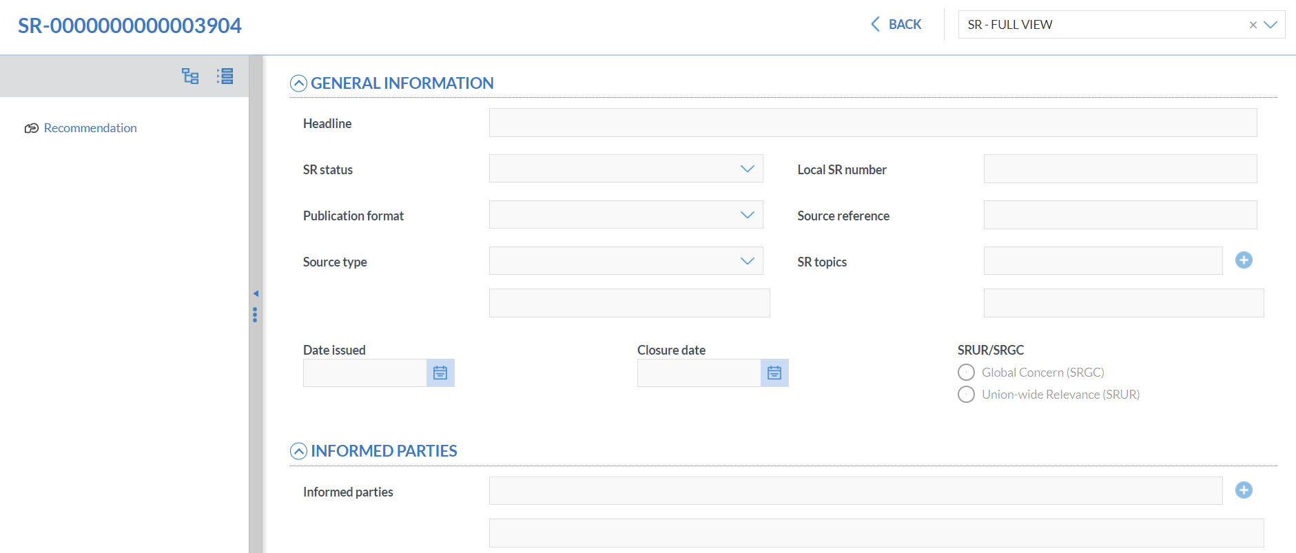 ECCAIRS 2 Central Hub | Safety Recommendations